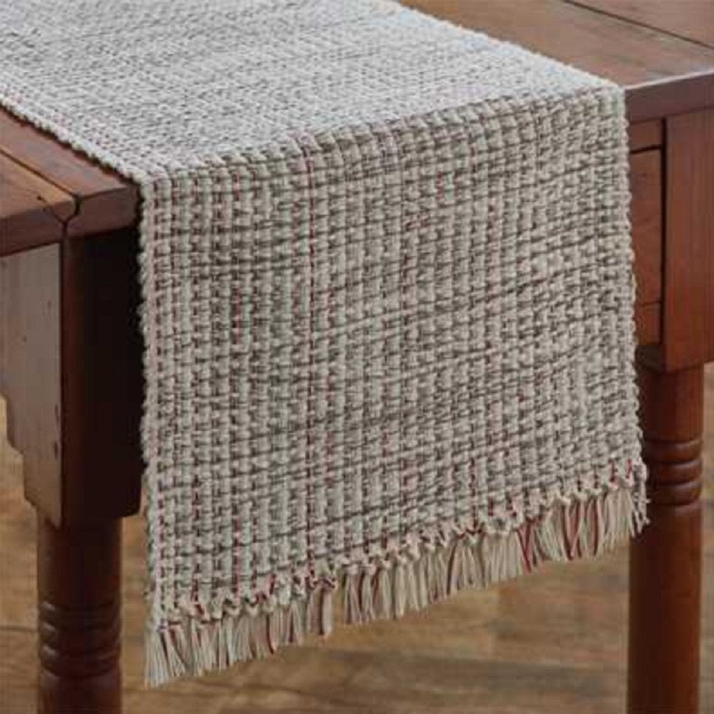 "Backyard" 13 x 36"L Table Runner - Ivory, Taupe, Red
